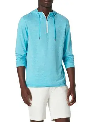 Bugatchi Quarter Zip Performance Hoodie - Aqua