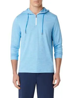 Bugatchi Quarter Zip Performance Hoodie - Azure