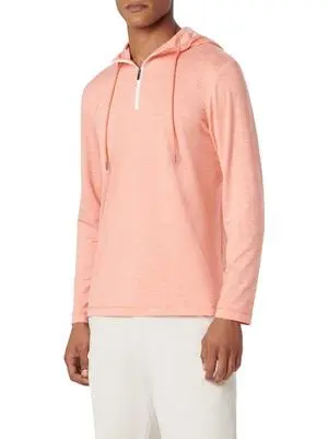 Bugatchi Quarter Zip Performance Hoodie - Coral