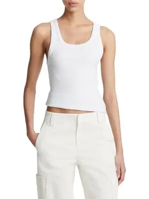 Vince Scoop Neck Rib Tank - Optic White