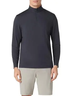 Bugatchi Quarter Zip Performance Pullover - Black