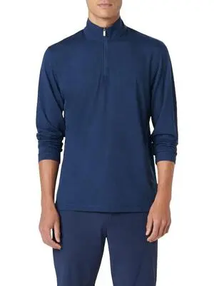 Bugatchi Quarter Zip Performance Pullover - Navy