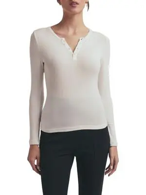 FAVORITE DAUGHTER Long Sleeve Rib Henley White