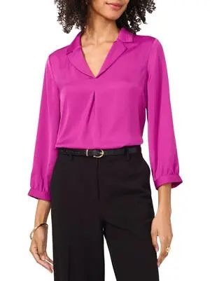 Vince Camuto Vince Camuto Pleat Front Satin Shirt Bloomberry