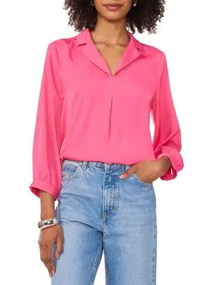 Vince Camuto Vince Camuto Pleat Front Satin Shirt Pink Bliss
