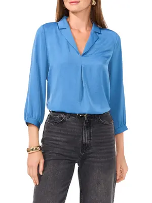 Vince Camuto Vince Camuto Pleat Front Satin Shirt Vintage Blue