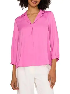 Vince Camuto Vince Camuto Pleat Front Satin Shirt Violet Blush