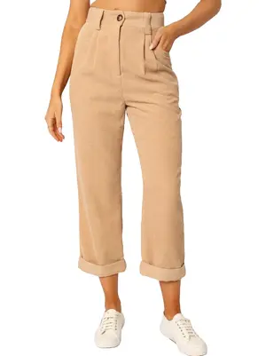 PETAL & PUP Talaren Cuffed Corduroy Pants - Beige