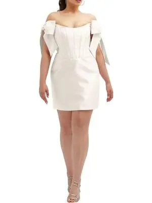 Alfred Sung Off-the-shoulder Corset Mini Dress - Ivory