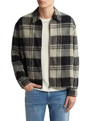 FRAME Spring Plaid Shirt Jacket - Smoke Beige/noir