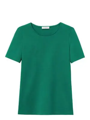 Lafayette 148 New York Cotton Ribbed Crewneck T-shirt - Grass