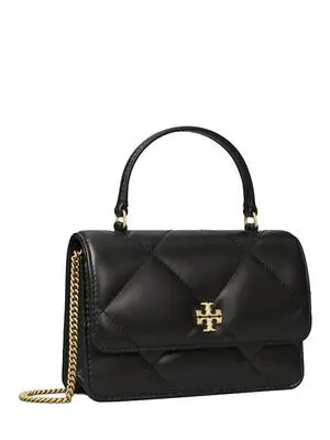 Tory Burch Mini Kira Diamond Quilt Top-handle Crossbody - Black