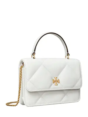 Tory Burch Mini Kira Diamond Quilt Top-Handle Crossbody Cirrus Cloud