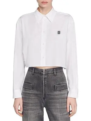 Sandro Kim Cropped Shirt - White