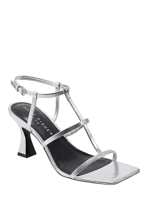 MARC FISHER LTD. Dennie Strappy Mid Heel Sandals Silver