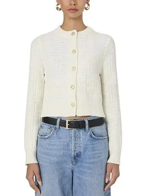 French Connection Lurex Tweed Cardigan - Classic Cream