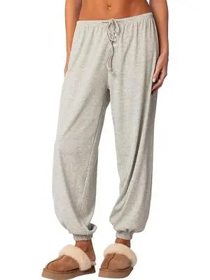 EDIKTED Rosanna Waffle Knit Sweatpants - Gray Melange