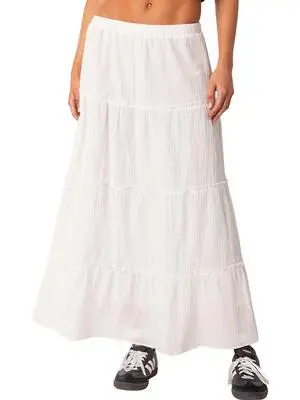 EDIKTED Charlotte Tiered Maxi Skirt - White