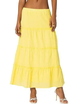 EDIKTED Tiered Maxi Skirt - Yellow