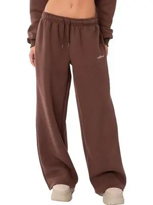 EDIKTED Brenna Low Rise Wide Sweatpants - Brown
