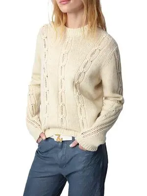 Zadig&Voltaire Merino Wool Cable Knit Sweater - Vanille