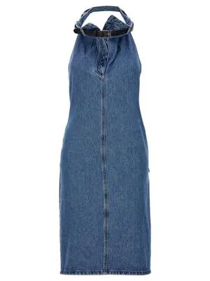 Coperni Belt Halter Neck Dress Blue
