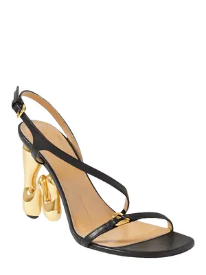 JW Anderson Bubble Heel Leather Slingback Sandals - Black