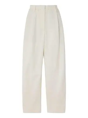 Brunello Cucinelli Herringbone Cotton And Linen-blend Wide-leg Pants - White