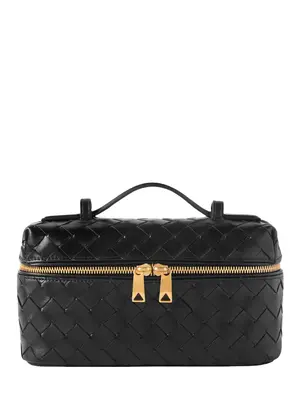 Bottega Veneta Bang Bang Vanity Intrecciato Leather Tote - Black