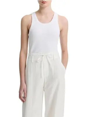 Vince Ribbed Scoop-neck Tank - White