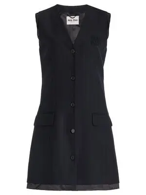 Miu Miu Tailored Virgin Wool Mini Dress - Navy