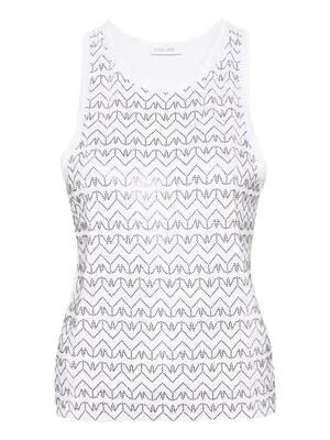 Patrizia Pepe Rhinestone-embellished Jersey Tank Top - White