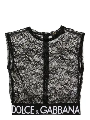 Dolce & Gabbana Lace Crop Top - Black