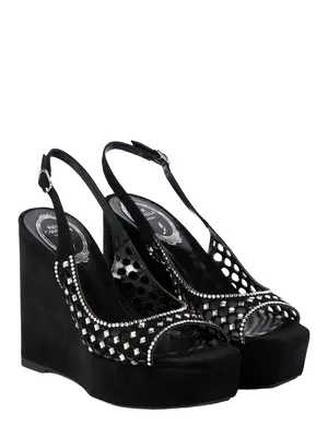 RENE CAOVILLA Rene Caovilla Embellished Suede Platform Sandals