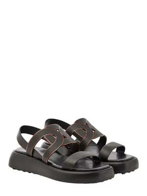 TOD'S Tod's Catena Leather Sandals Black