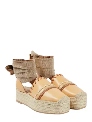 Ulla Johnson Leather Platform Espadrilles - Brown