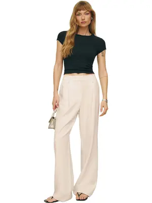 REFORMATION Alex Mid Rise Pant Cream