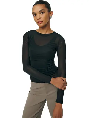REFORMATION Seline Knit Top Black