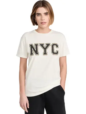 The Original Retro Brand Nyc Block Letters Crewneck T-shirt - Antique White