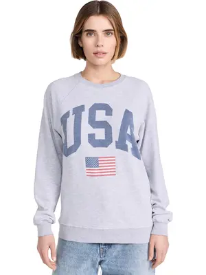 The Original Retro Brand Usa Printed Sweatshirt - Vintage Heather Grey