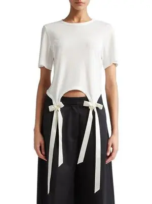 Simone Rocha Easy Bow Tails Cotton T-shirt - Ivory