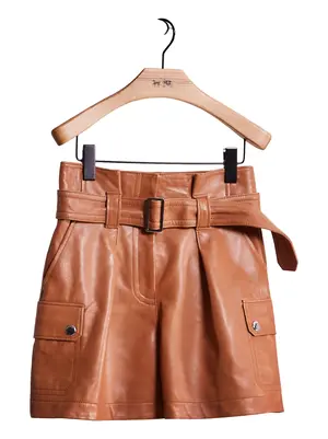 COACH Restored Leather Belted Shorts - Penny