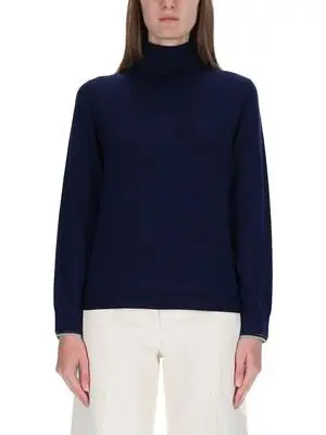 Paul Smith Merino Wool Turtleneck Top - Blue