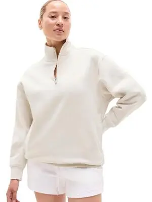 Athleta Forever Fleece 1/4 Zip Sweatshirt - Bone