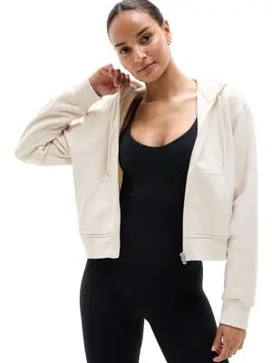 Athleta Forever Fleece Full Zip Sweatshirt - Bone