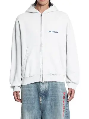 Balenciaga Regular Zip-up Hoodie - Blue