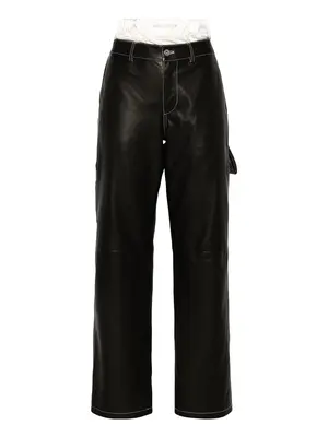HALFBOY Leather Straight-leg Trousers - Blue