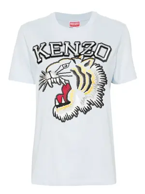 Kenzo Embroidered-logo Cotton T-shirt - Blue