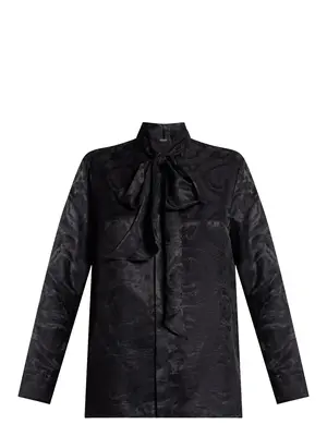 Versace Barocco Print Silk Shirt - Black