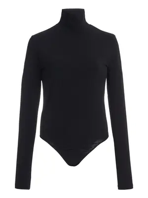 Another Tomorrow Roll-neck Long-sleeve Bodysuit - Black